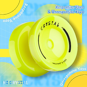 MAGICYOYO K2 Yoyo for Kids, Responsive Yoyo Professional Plastic Yoyo Ball, Unresponsive Yoyo for Adults with Concave Bearing, 12 Yoyo Strings, Bearing Puller, Yo-yo Case (Yellow)
