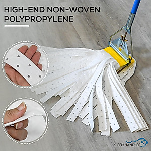 KLEEN HANDLER Mop Head Replacement 6-Pack Hydrophobic Industrial Mop for Oils and Spills – Heavy-Duty Mop for Industrial, Commercial, Janitorial Cleaning – Non-Woven Oil-Absorbent Material