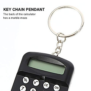 TOYANDONA 2pcs Mini Calculator Keychain Portable Cute Cartoon Calculator Electronic Pocket Calculator with Key Ring for Children Students School Supplies Key Decor (Black)