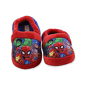 Marvel Super Hero Adventures Avengers Boy's Toddler Plush Aline Slippers (11-12 M US Little Kid, Red/Blue)