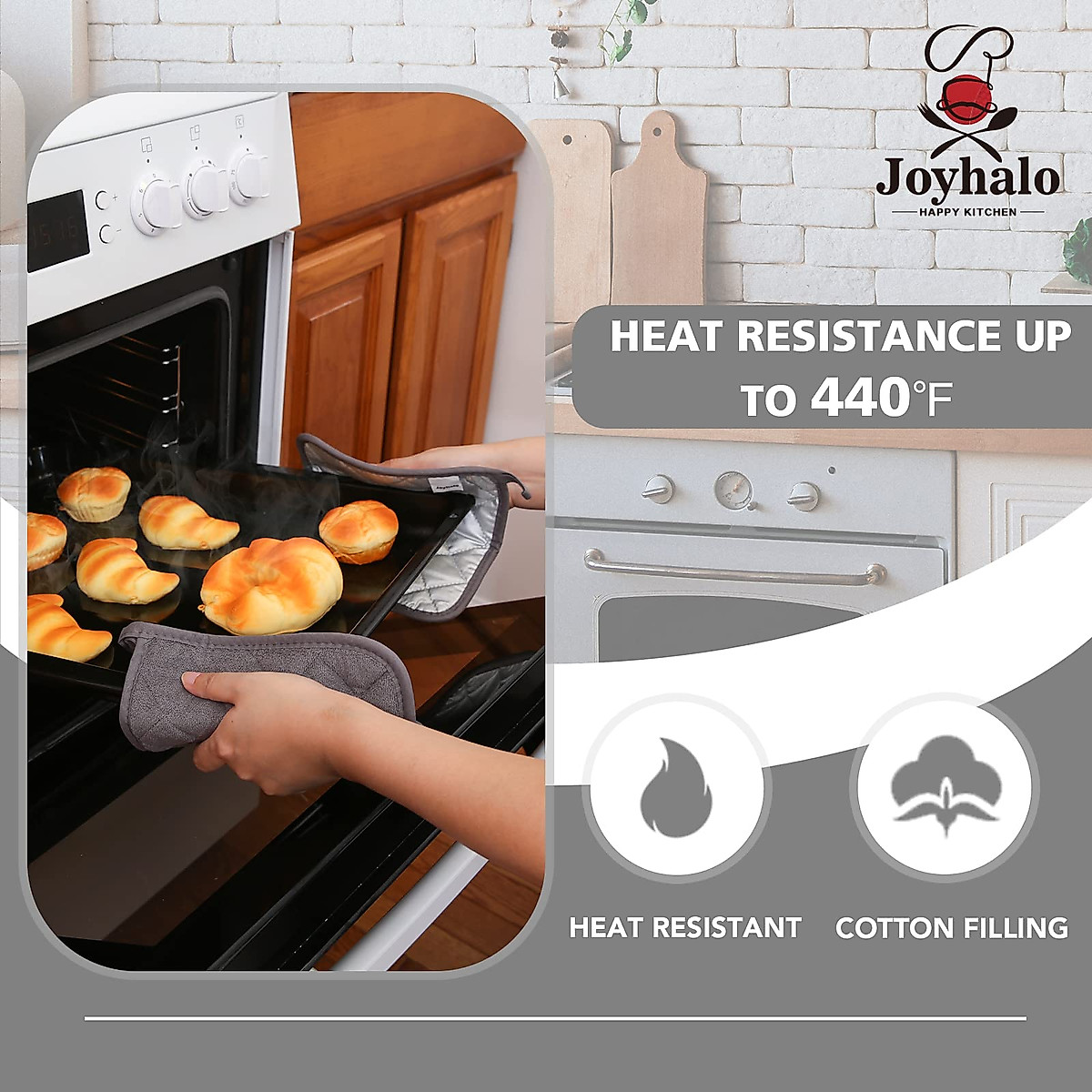Joyhalo 6 Pack Pot Holders for Kitchen Heat Resistant Pot Holders Sets Oven Hot Pads Terry Cloth Pot Holders for Cooking Baking