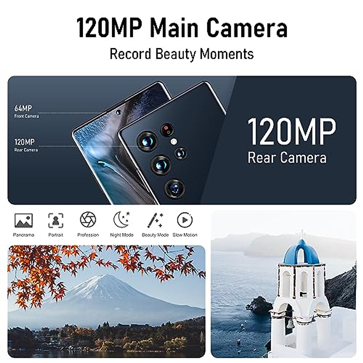 ExAchat C22 Unlocked Phones, 6GB+256GB Android 13 Smartphone 7.3 FHD+ Display120Hz Refresh Rate,64MP Triple Camera 7300mAh Dual SIM Cell Phone with Headset/Pen/GPS/Face ID