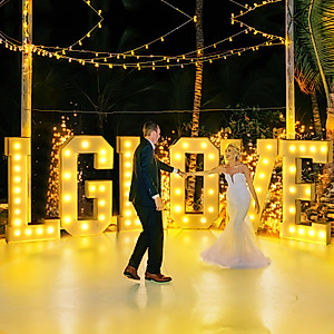 Marquee Light Up Letters, YBQZ 4FT Large Light Up Letters, Large Marquee Letters for Baby Shower Birthday Party Decor, Mosaic Balloon Frame for Wedding Engagement Party Decoration, Foam Letter E