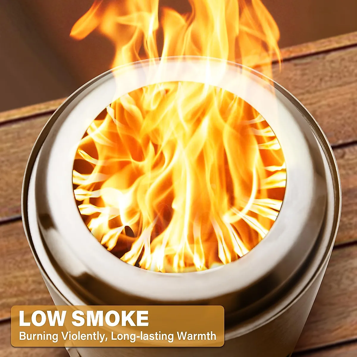 HGD 9.5 x 7.1 in Small Tabletop Fire Pit, Portable Mini Smokeless Table Top Firepit, Low Smoke Camping Stove for Outdoor & Patio, Fueled by Pellets or Wood, with Travel Bag, Stainless Steel, Silver