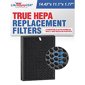 True HEPA Air Cleaner Filter Replacement Compatible with AIRMEGA Max 2 Air Cleaner 400/400S 3111735 by LifeSupplyUSA