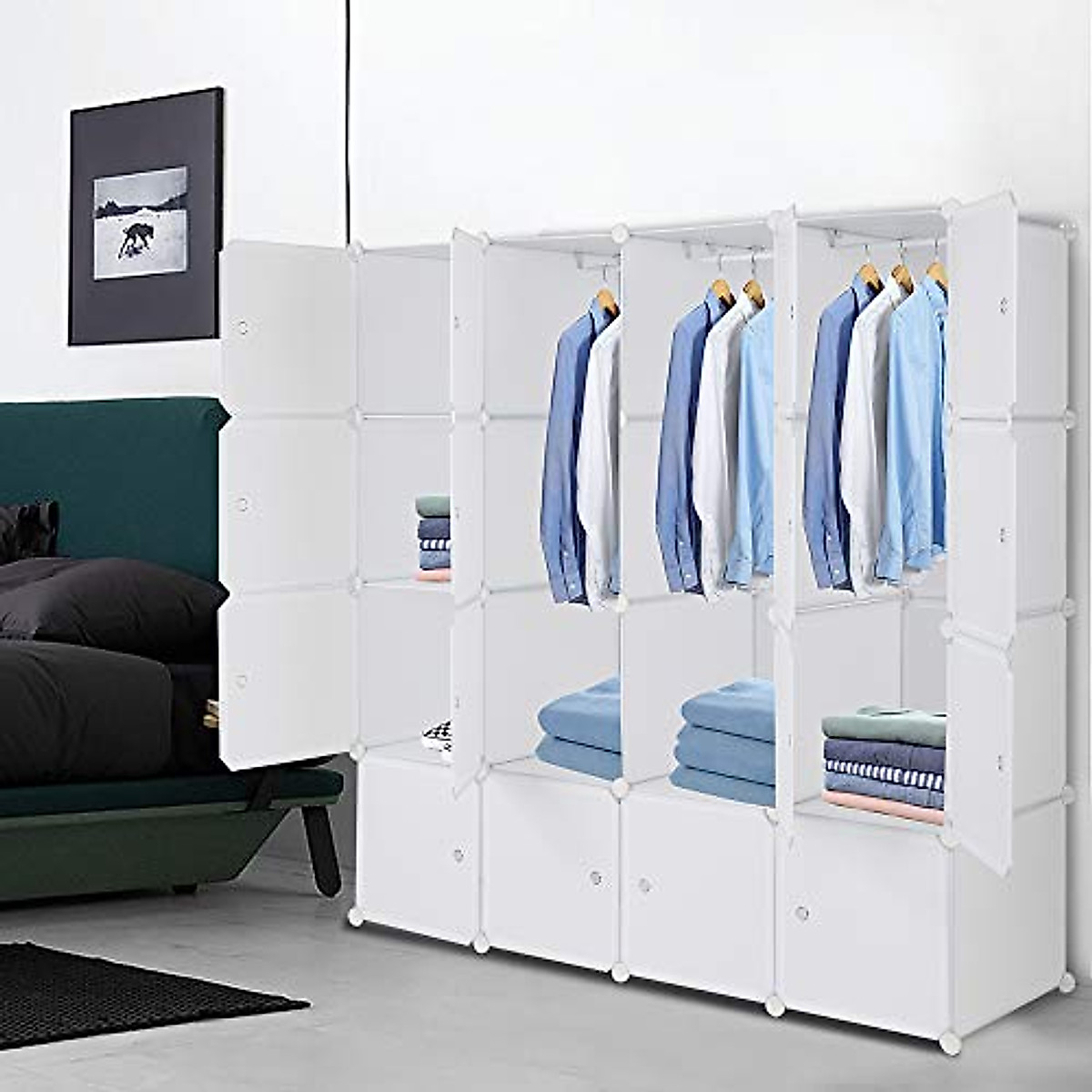 Cube Storage Organizer with Hanging Rod - Stackable Modular Closet System
