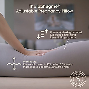 bbhugme Adjustable Pregnancy Pillow – Full Body Support for Side Sleeping - Adjustable Firmness and Shape - Supports Back, Legs, Belly, HIPS for Pregnant Women - Removable Cover - Dusty Olive
