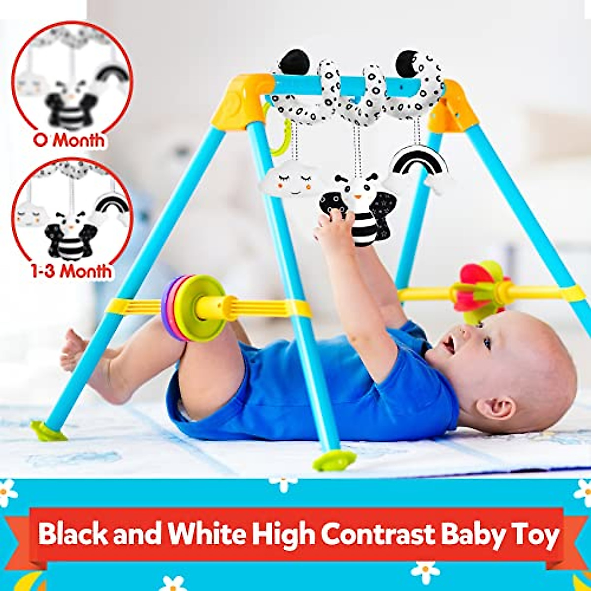 Baby Spiral Hanging Stroller and Car Seat Toys Black and White High Contrast Sensory Toy Newborn Plush Activity Toys for Bed Bassinet Crib Baby Carrier Gifts for 0 3 6 9 12 Months Girls Boys-BEE
