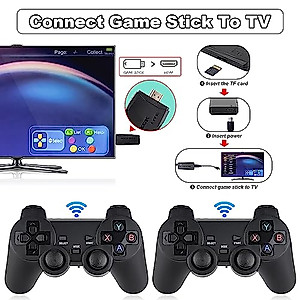 4K Wireless Retro Game Console - Plug and Play Video Game Stick Built-in 13000 Games Nostalgia Stick Games, 9 Emulators, Dual 2.4G Wireless Controllers(64G)……