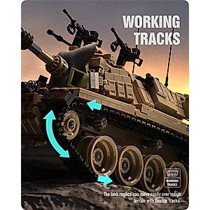 Nifeliz M60 MAGACH Main Battle Tank Building Kit, Collectible Model Army Tank for Teens and Adults(1753 Pieces)