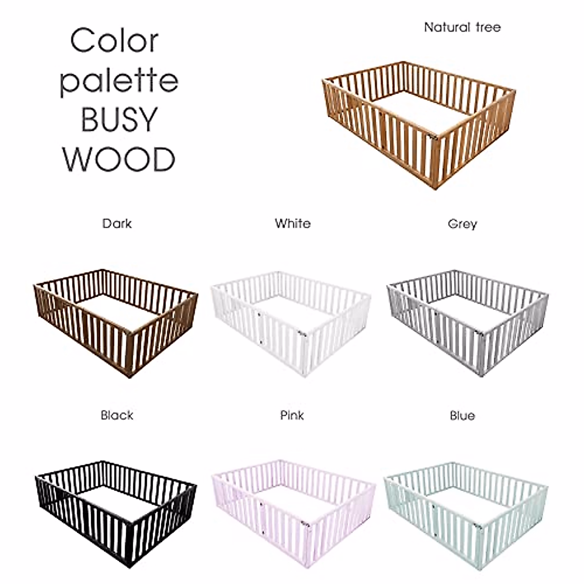 BUSYWOOD Montessori Floor Bed - Toddler Bed - Play Pen - Kids Furniture - Toddler Bed Frame - Wood frame - Twin Bed Rails for Toddler - Montessori Furniture (Model 6.2)