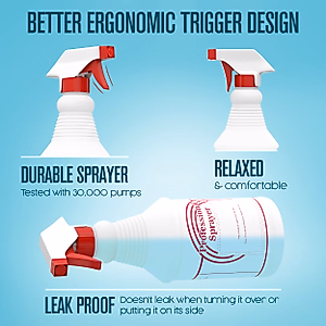 Spray Bottles, Empty Sprayer Bottle, Heavy Duty Cleaning Nozzle, 24oz, 3 Pack, Plastic, Industrial, Professional, Refillable, for Water, Alcohol, Bleach, Detailing, All Purpose Cleaner, Houseables