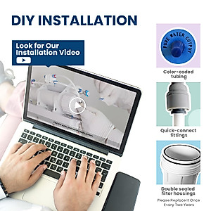 COMFEE’ 5-Stage Reverse Osmosis System, NSF Certified Water Filter for Under Sink, Easy DIY Installation, Ultra Safe Drinking Water Filtration System, Leak-Free RO System, Quiet Operation, 75 GPD