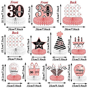 9 Pieces Rose Gold 30th Birthday decorations for Women Pink 30th birthday centerpieces for Tables Decorations Cheers to 30 Years Honeycomb Table Topper Happy 30th Birthday Decorations for Woman