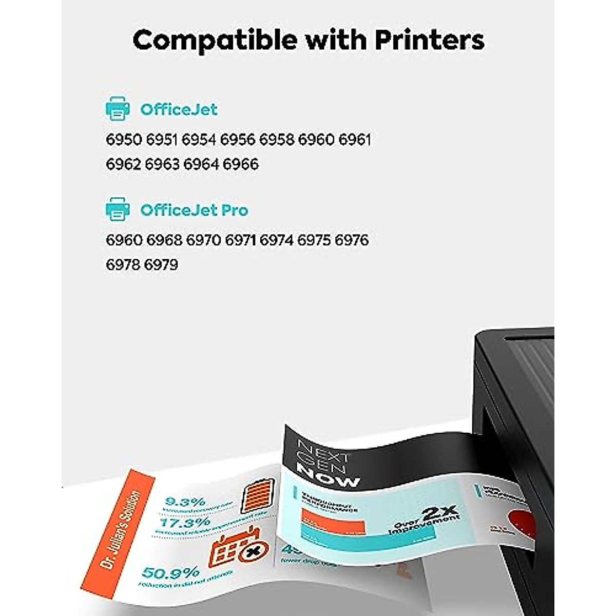 TESEN Compatible 902XL Ink Cartridge Replacement for HP 902XL 902 to use with HP OfficeJet 6950 6958 6960 6958 6968 6970 6979 All-in-One Printer (5 Pack Newest Version Color Set)