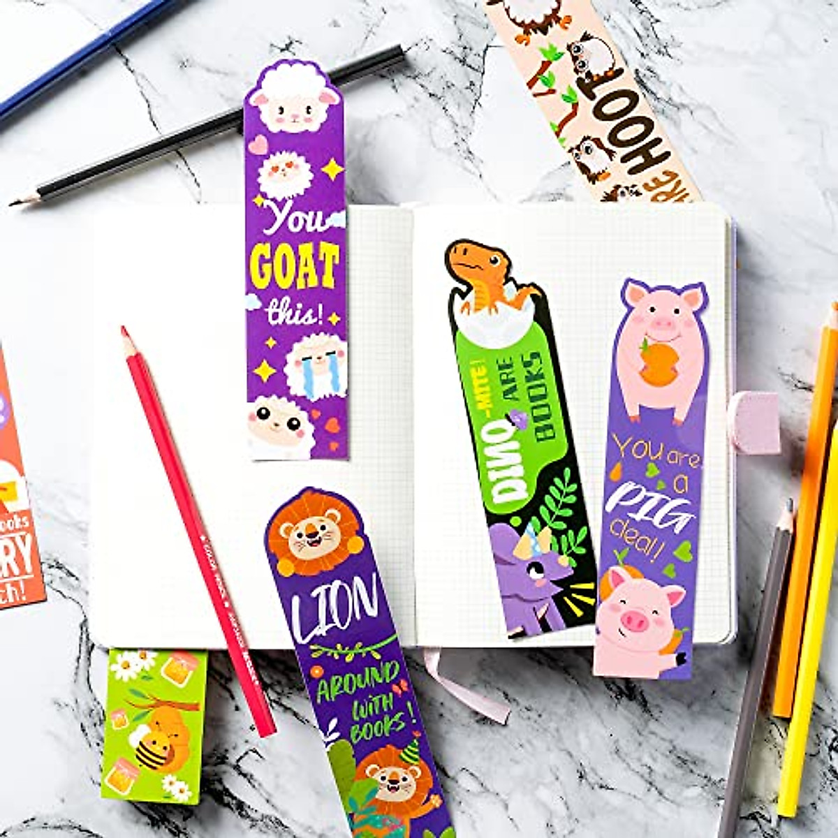 3sscha 72Pcs Animals Bookmarks Shark Cartoon Hilarious Reading Bookmarks for Kids Teacher Student Classroom Reward Supplies Gift for Children Page Markers for Adults Reading Lover Home Office Library