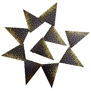 Kiorevy Black Gold 32 Feet Glittering Dots Triangle Pennant Banner Paper Triangle Flags Bunting Garland Streamer for Birthday Graduation Baby Shower Wedding Bachelorette Party Decorations Supplies