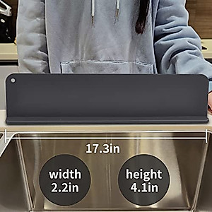Kitchen Sink Splash Guard - Silicone Splash Guard for Water Sink, Bathtub, Faucet, Sink Backsplash Guard Behind Faucet (17.3 x 4.1 Inch) – Grey
