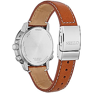 Citizen Men's Eco-Drive Promaster Air Skyhawk Atomic Time Keeping Watch in Super Titanium with Brown Leather Strap, Blue Dial (Model: CB0241-00L)
