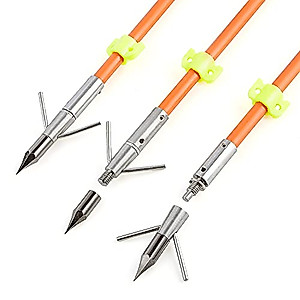 AMEYXGS 6/12pcs Archery Fiberglass Bowfishing Arrow Bow Fishing Arrows with Broadheads and Safty Slides for Compound and Bow Recurve Bow Fishing Hunting (6 PCS)