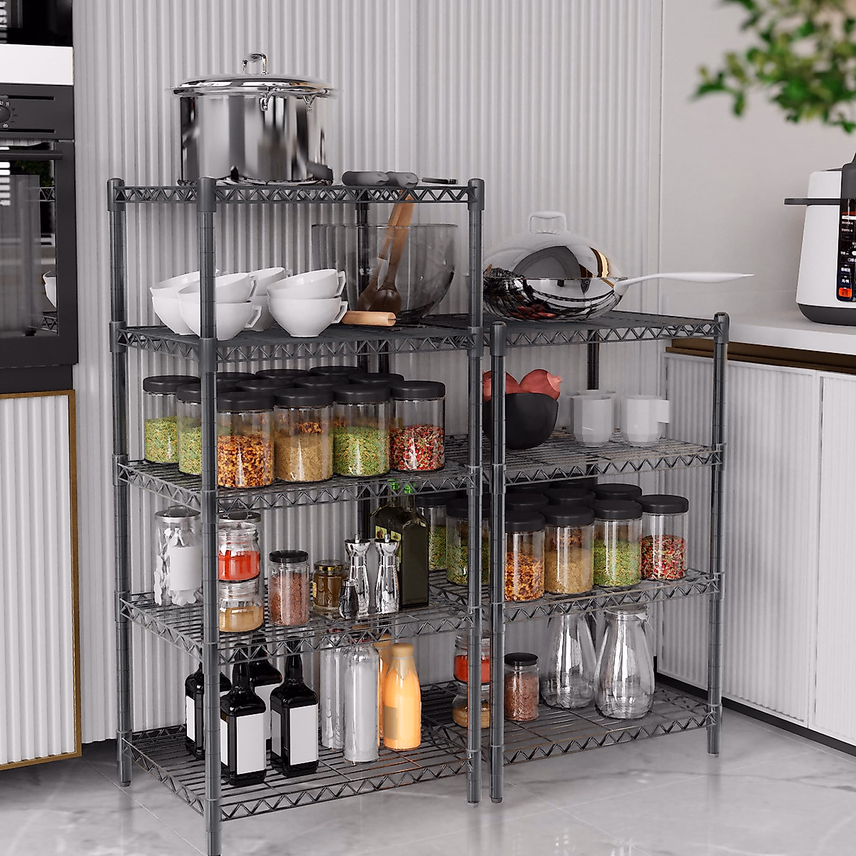 AHEONLAR 3 Tier Grey Storage Racks and Shelving - Heavy Steel Material Pantry Shelves - Adjustable Storage Shelf Metal Storage Rack Wire, Suitable for Warehouses, Closets, Kitchens…