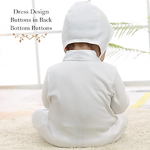 Booulfi Baby Boy Baptism Outfit Boys Christening Outfits Baby Boy Clothes 3-6 Months Newborn Boy Outfits Long Sleeves Baby Romper Hat BowTie 3 Pcs Baby Boy Clothing Set