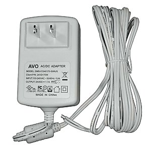 AVO 24VD170W - 24VDC 1.7A White Wall Plug DC Adapter/Power Supply, Input: 100-240VAC 50/60Hz, Non-Terminated 10 Foot Parallel Zip Cord Lead Wire