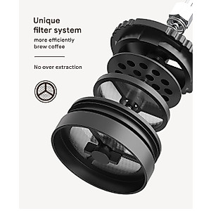 BENFUCHEN Portable French Press Coffee Maker Car-Go Vacuum Insulated Travel Bottle Mug, Hot/Cold Brew Coffee Press With Four-Layer Unique Filter Mesh Stainless Steel Tea Press Single Serve