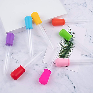 BAGTeck 8 Pack Liquid Droppers Silicone 5ml Clear Liquid Medicine Eye Dropper with Bulb Tip for Kids Candy Mold,Candy Molds Gelatin Maker,Industrial Science and Crafts Projects