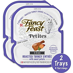Fancy Feast Petites in Gravy Wet Cat Food Variety 5 Flavor Pack / 20 Servings/Beef, Chicken, Ocean Whitefish & Tuna, Salmon and Turkey