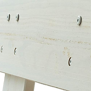 Plank+Beam Rustic Wood Queen Bed Frame, Platform Bed with Headboard, Slatted, White Wash