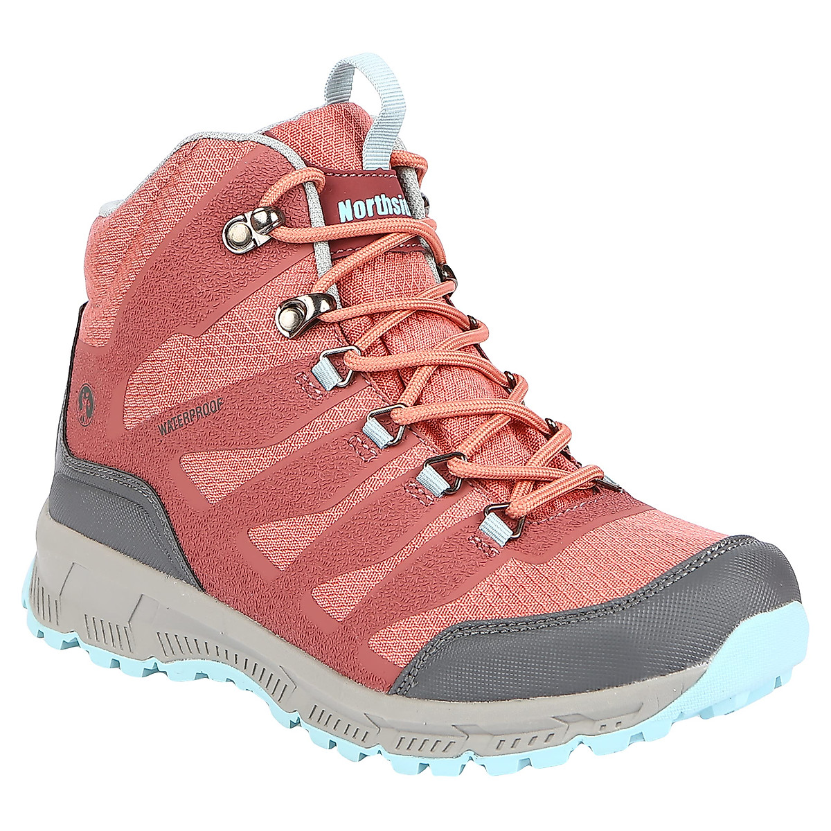 Northside Womens Hargrove Mid Hiking Boots - Waterproof Sealed Membrane with Lightweight Compression Moulded EVA Midsole - Speed Lacing System, Redwood, 9