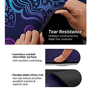 Keolorn Round Meditation Pilates Yoga Mat Luxury Suede Large Yoga Mat Natural Rubber Non-Slip Base is ery Suitable for Meditation, Stretching, Fitness Exercise, Home and Outdoor. 140CM Diameter