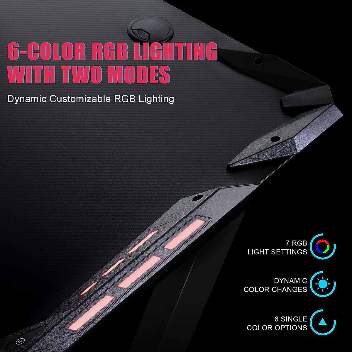 CO-Z 55 Inch Gaming Desk, Z Shaped Gaming Table with 6-Color RGB Lighting, Large Mouse Pad, Controller Stand, Cup Holder & Headphone Hook, Writing Desk Computer Desk for Home Office and More, Black