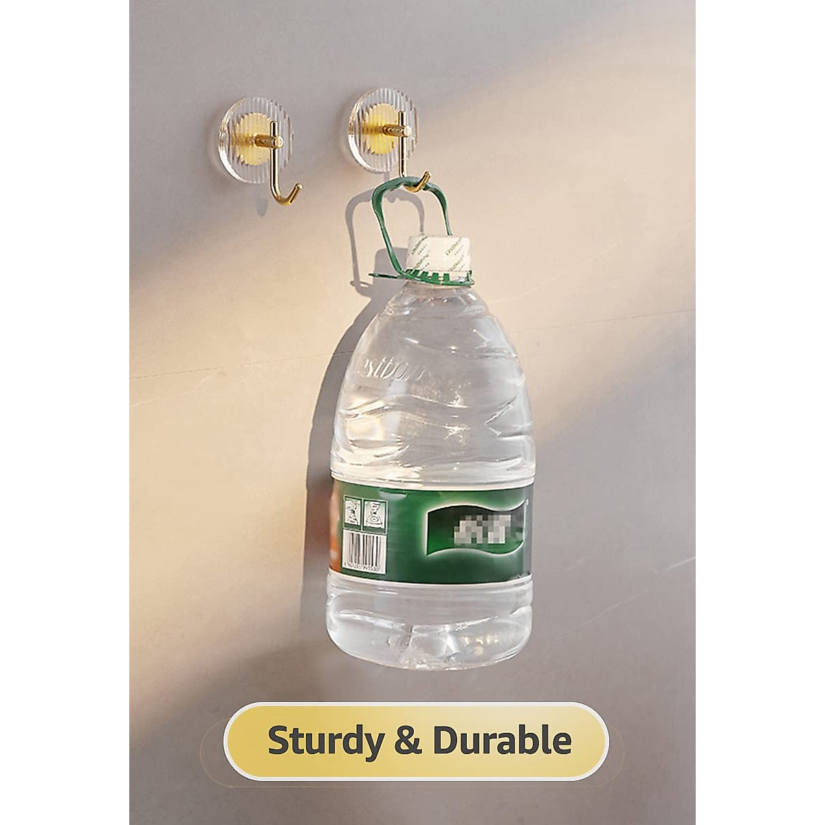 COCOYA 4Pack Adhesive Towel Hooks, Easy Install Acrylic Stainless Steel Heavy Duty Waterproof Rustproof Modern Decorative Cute Bathroom Bedroom Gold Wall Hooks for Hanging Include Strong Adhesive