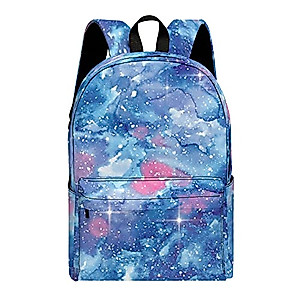 Blue Galaxy Backpack, Lightweight Galaxy Bookbag, Outdoor Work Travel Laptop Shoulder Bag, Durable Daypack for Boys Girls Teens Women (Galaxy)