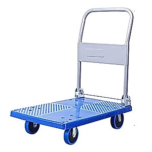 Generic Push Cart Dolly Foldable Platform Truck Plastic Deck Push Cart Metal Handle Hand Trolley for Moving Transport Silent Wheels Fit Outdoor and Indoor Pla, Large