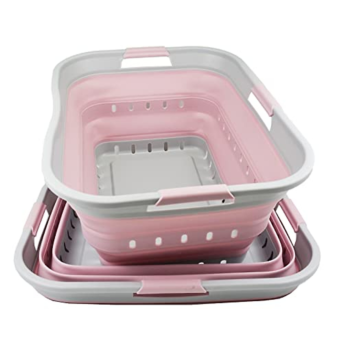 SAMMART 42L(11 Gallon) Collapsible Plastic Laundry Basket - Foldable Pop Up Storage Container/Organizer - Portable Washing Tub - Space Saving Hamper/Basket