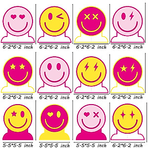 12pcs Smile Face Honeycomb Centerpieces Preppy Birthday Party Decorations Preppy Smile Face Centerpiece Decoration for Preppy Theme Birthday Bachelorette Party Supplies