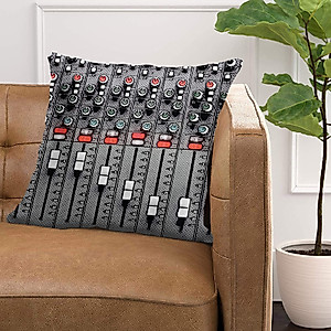 Emvency Square 16x16 Inches Decorative Pillowcase Music Mixer Sound Funny Dream of A Tuner Polyester Decor Throw Pillow Cover with Hidden Zipper for Bedroom Sofa