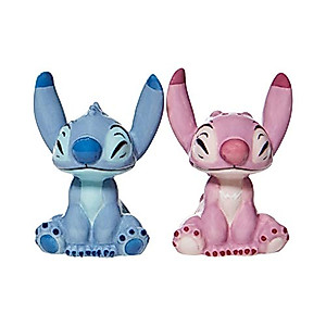 Enesco Disney Ceramics Stitch and Angel Salt and Pepper Shaker Set, 3.5 Inch, Multicolor