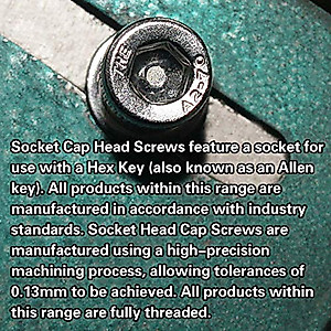 Fullerkreg M6-1.0 x 50MM Socket Head Cap Screws, Allen Socket Drive, Din 912, AISI 304 Stainless Steel (18-8), Full Thread, Bright Finish, Machine Thread, Quantity 10