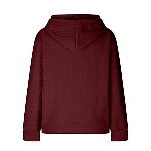 Womens Waffle Knit Hoodies Casual Long Sleeve Cute Football Print Sweatshirts Drawstring Trendy Pullover Tops 2023 oversized sweatshirts for women fall Wine M