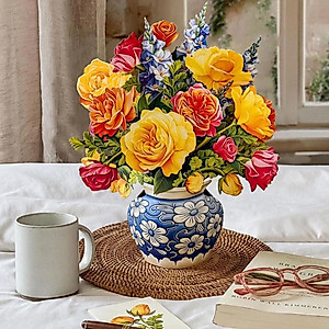 Freshcut Paper Pop Up Cards, Paper Flower Bouquet 3D Popup Greeting Cards with Note Card & Envelope, Birthday Card, Anniversary Card, Get Well Gifts for Women, 12" Sorbet Roses