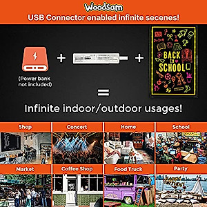 Woodsam LED Message Board- 28" X 20" Inches Erasable Writing Drawing Neon Sign with 8 Colorful Markers - Perfect for Children, Back to School, Home, Office, Restaurants, Bar, Holiday Celebration Gift