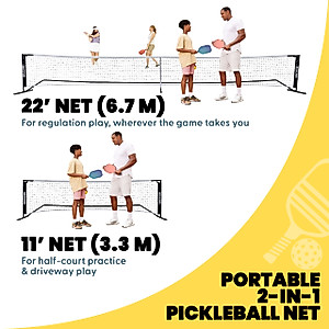 Boulder Pickleball Net - Premium USAPA Standard Full Court 22ft Pickleball Net Set with Additional 11ft Half Court Pickle Ball Tennis Net