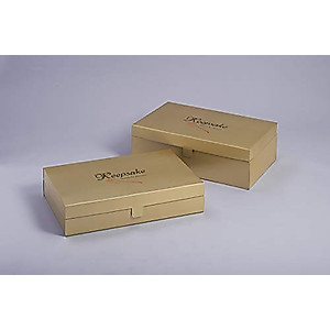 Foster-Stephens Extra-Large Gold Wedding Dress Preservation Kit | Stylish Wedding Gown Garment Storage Box | Closet Storage Organizer for Quilts, Gowns, Dresses, Family Heirlooms (Gold, Extra-Large)