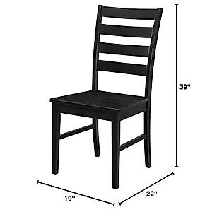 Walker Edison Modern Farmhouse Wood Armless Dining Room Chairs Kitchen, Set Of 2, Black