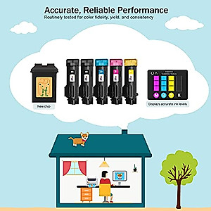 Cartlee 5 Compatible Toner Cartridges Replacement for Dell H825 Toner H625cdw S2825 MFP H625CDW S2825CDN H625 CDW H825cdw Smart Color Printer Ink (2 Black, 1 Cyan, 1 Magenta, 1 Yellow)