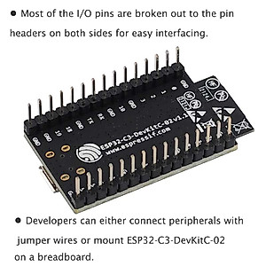 RCmall ESP32-C3-DevKitC-02 Development Board WiFi+BT+BLE 4MB SPI Flash Based on Espressif ESP32-C3-WROOM-02 Module (1 Piece)